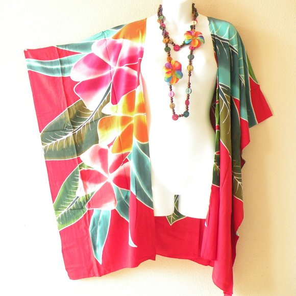 Sweaters | Cb413 Floral Batik Hand Painted Duster Cover Up Open Front ...